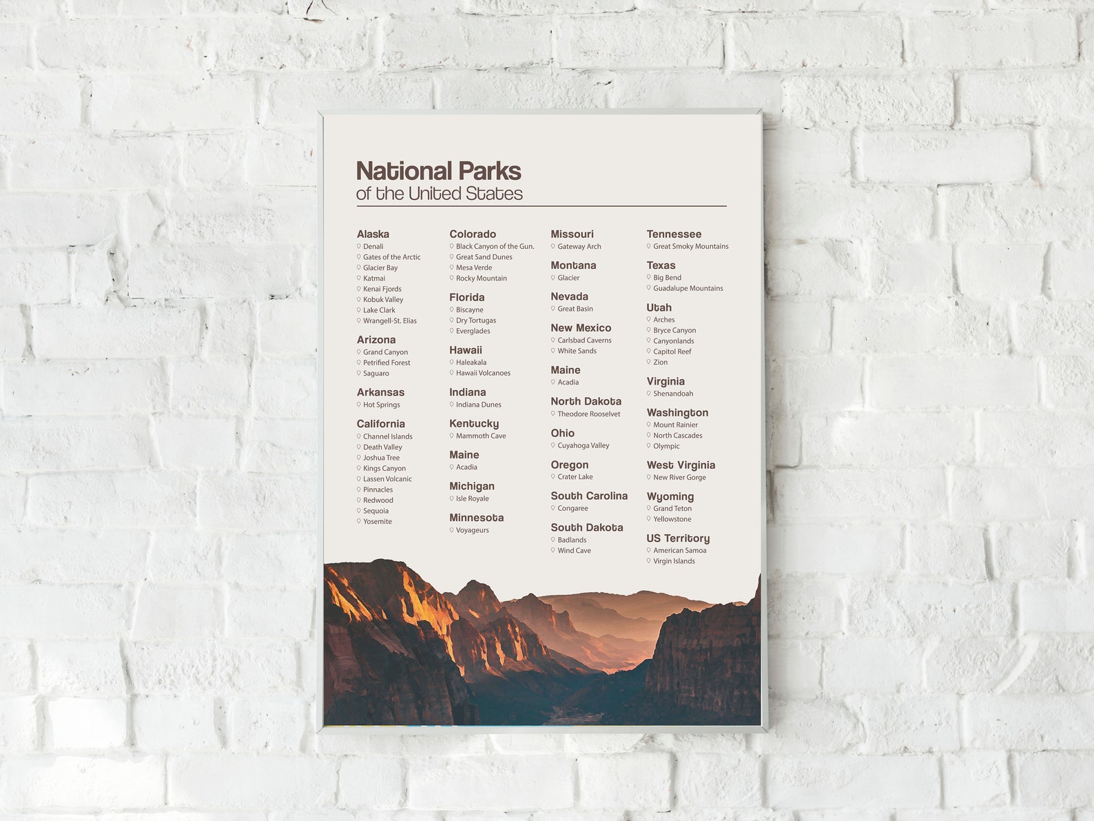 National Park Checklist Poster All 63 National Parks - Etsy
