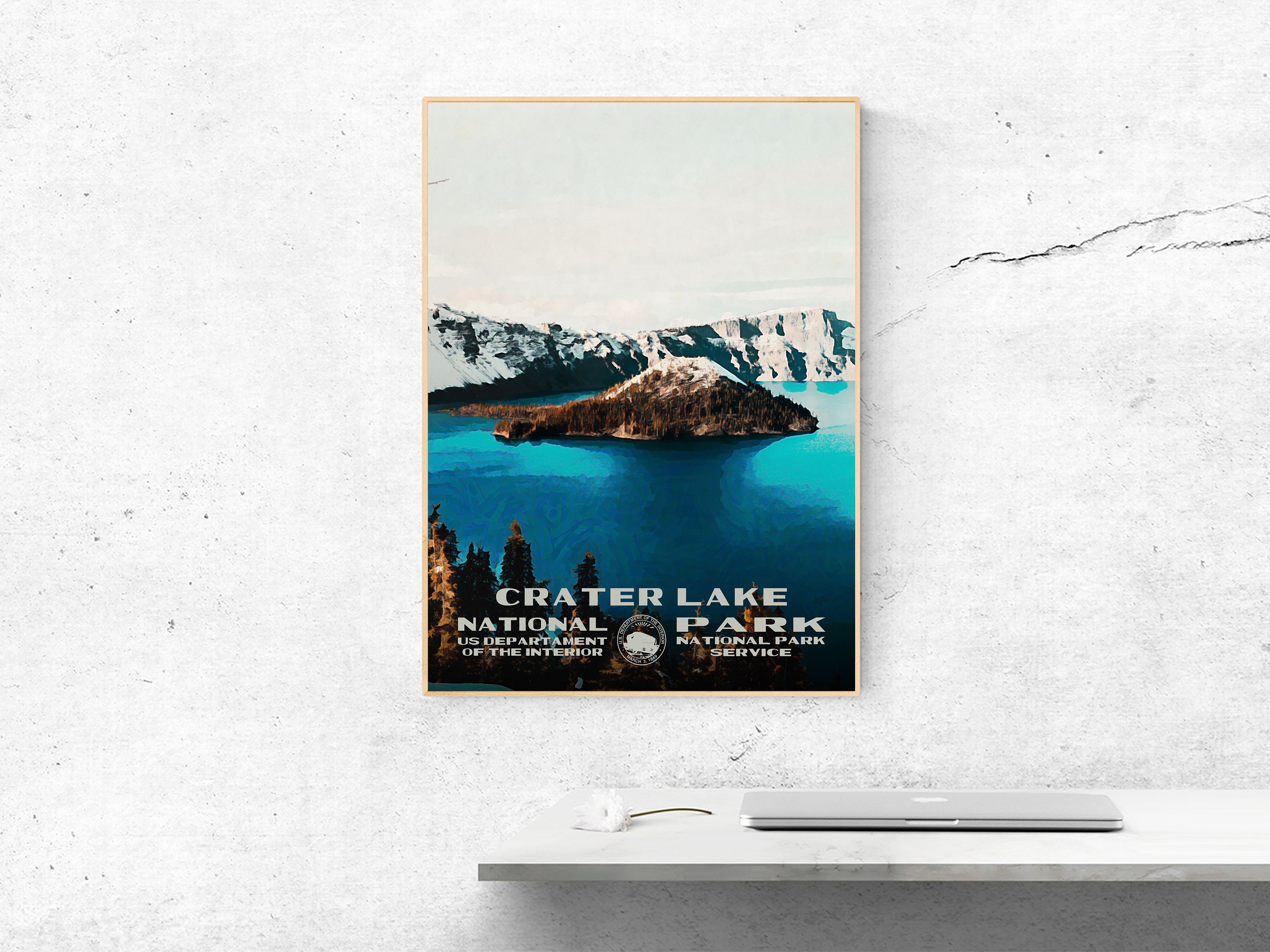 Crater Lake National Park Poster WPA Style Vintage Travel - Etsy