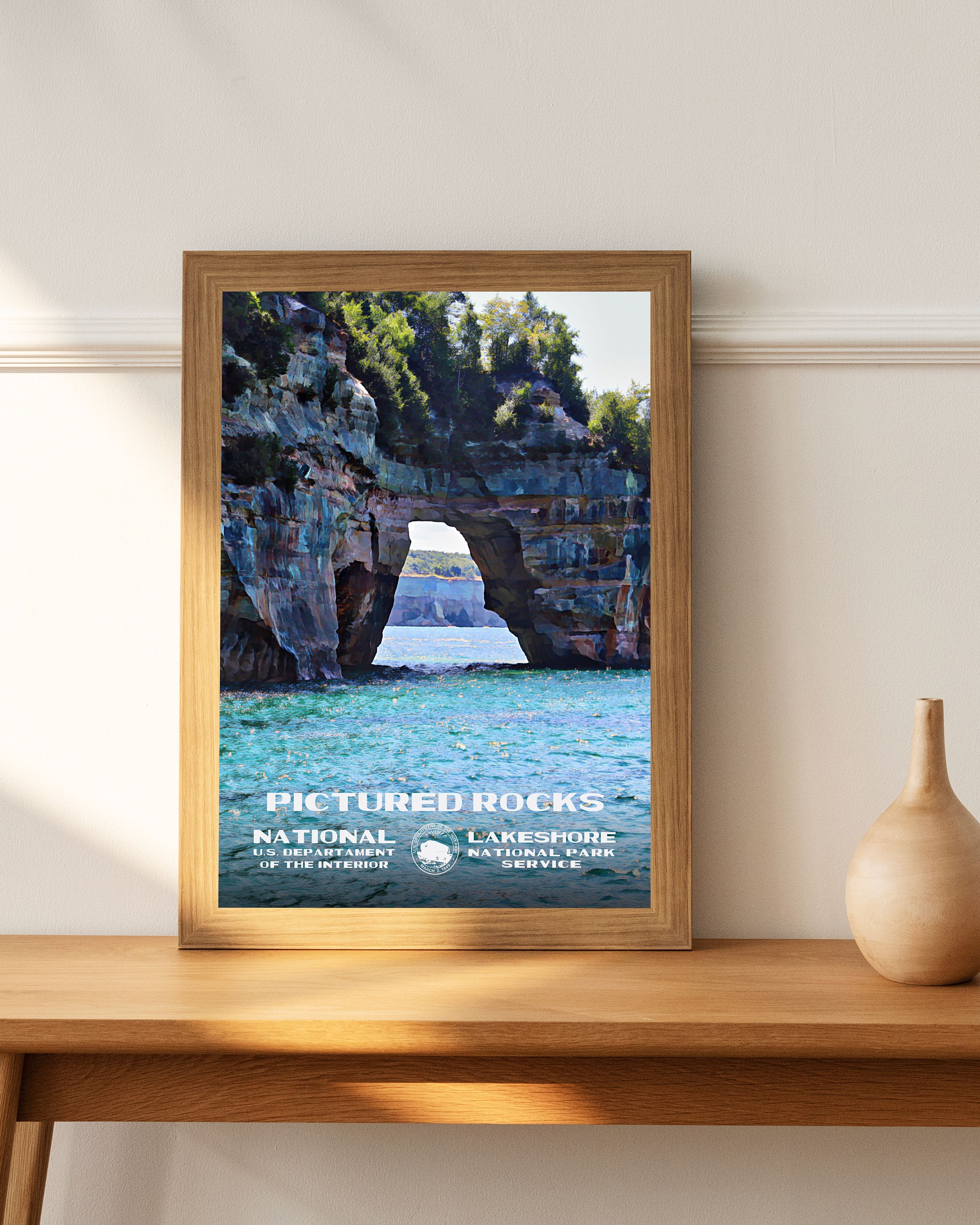Pictured Rocks National Lakeshore Poster WPA Style Vintage Travel ...