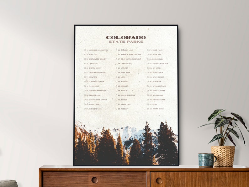 Colorado State Park Checklist WPA Poster Vintage Travel - Etsy