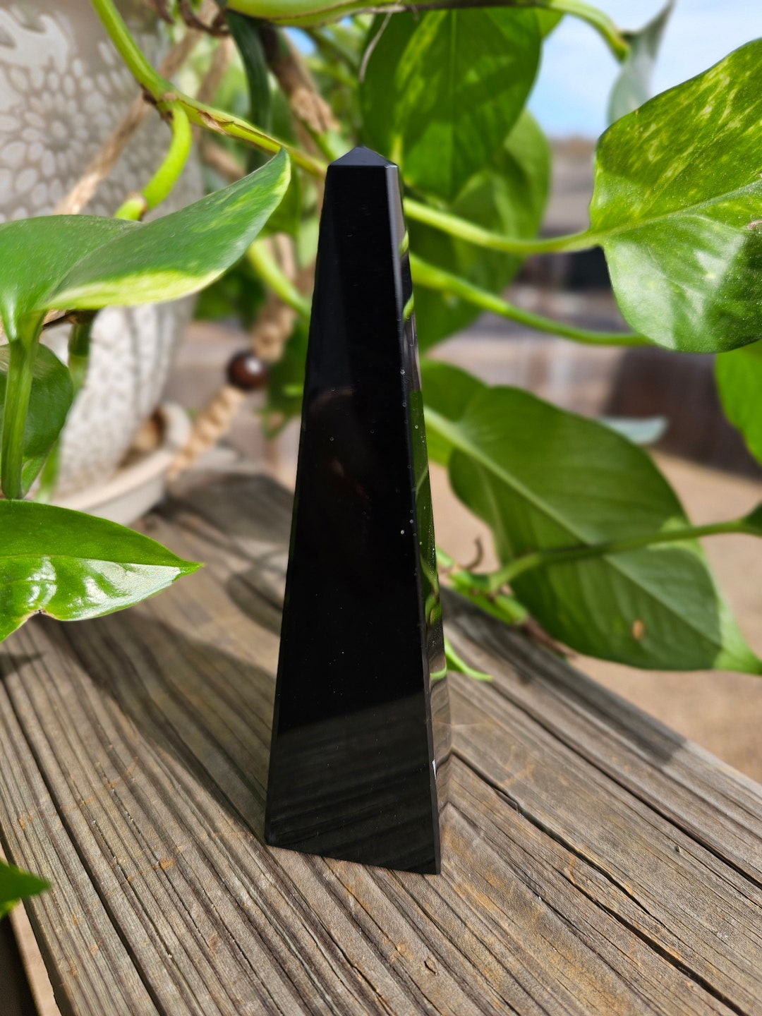 Black Obsidian Obelisk - Etsy