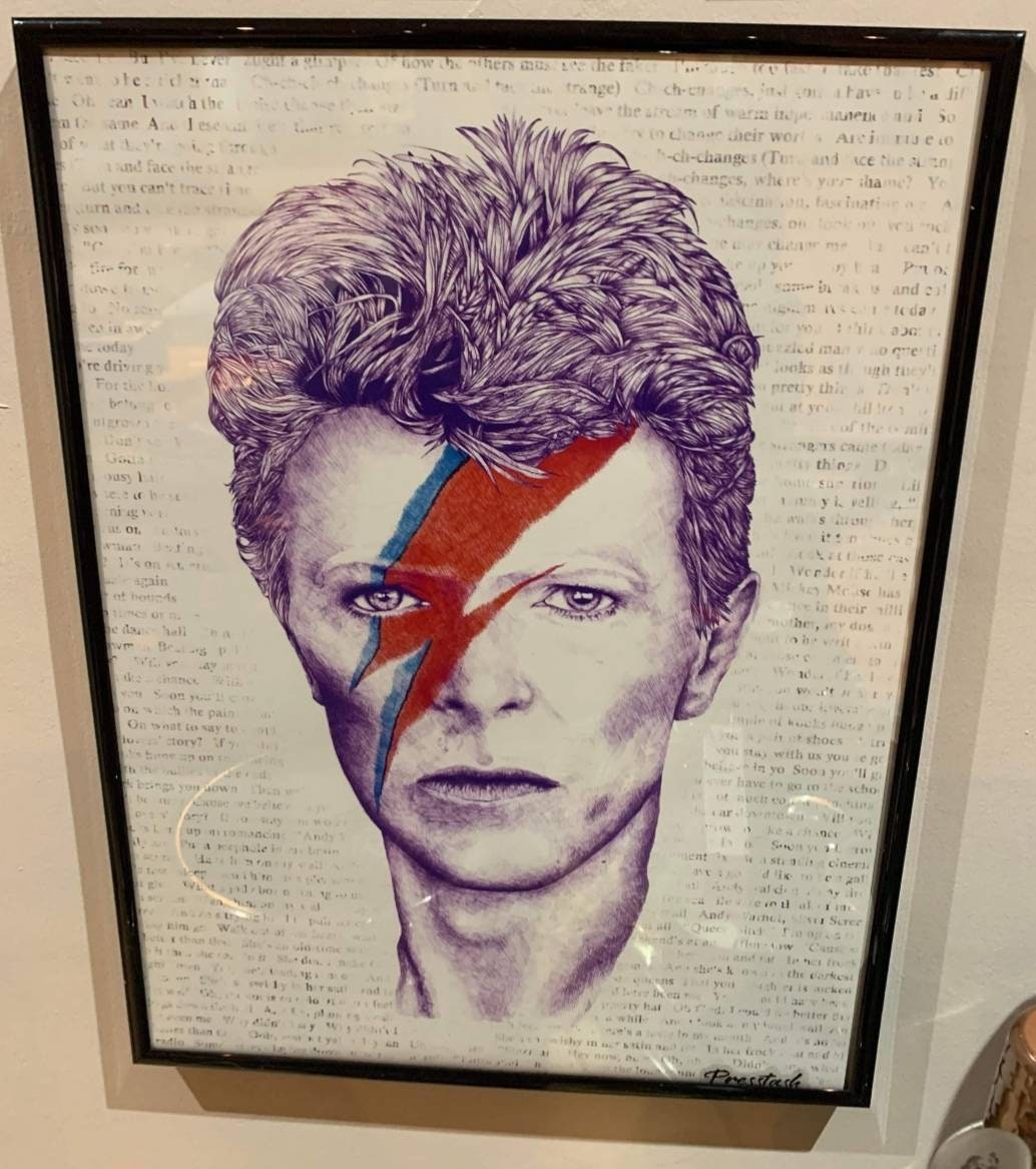 David Bowie Sketch With Lyrics Poster A2 Starman Ziggy Stardust Drawing ...