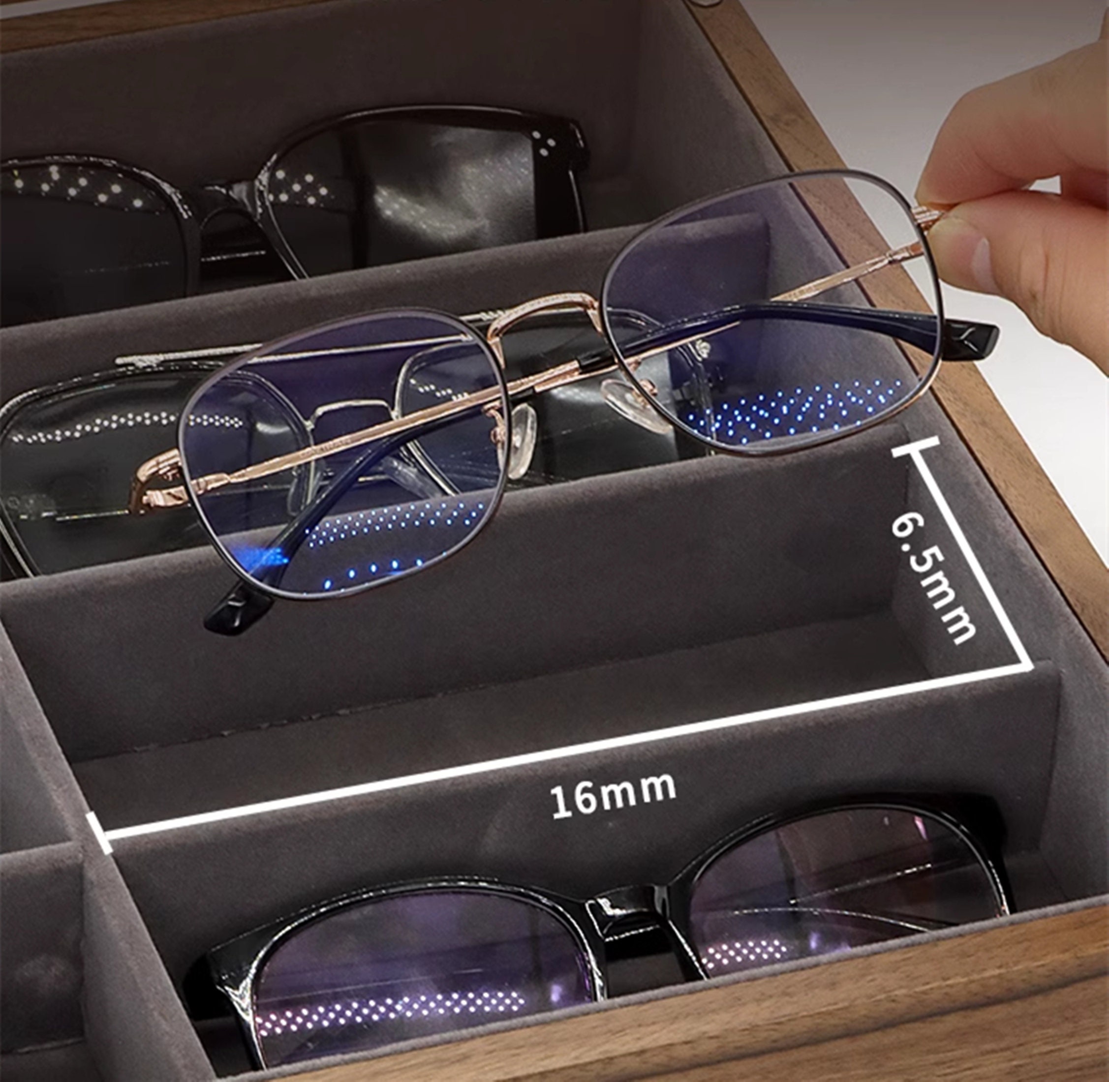 Personalized Engrave Sunglasses Box for Men,8 Divider Slots Wooden ...