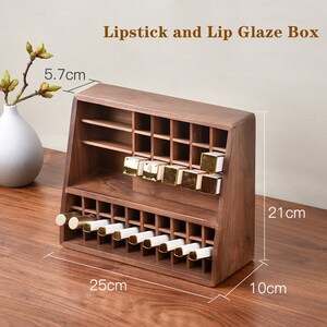 Black Walnut Wood Lipstick Storage Rack, Lipstick Box, Lip Glaze Box ...