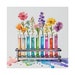 Watercolor Test Tube Rack With Wildflowers Printed on Matte Canvas ...