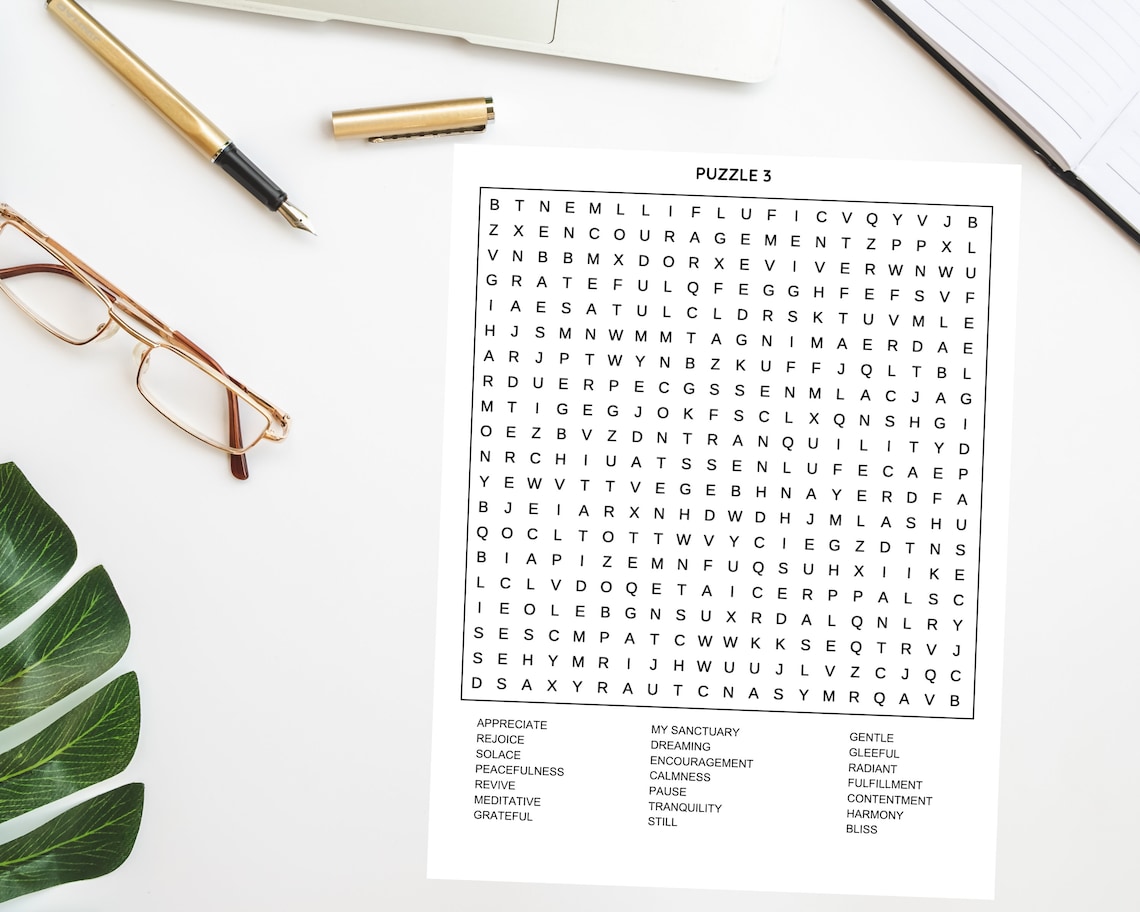 Joyful Mindset Word Search Puzzles: 30 Positive Affirmations (PDF) - Etsy