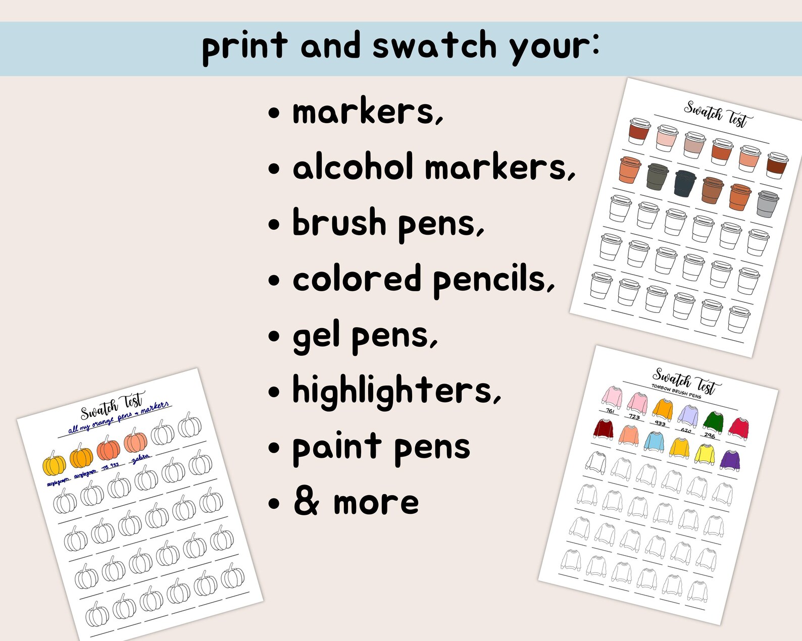 Fall Theme Marker Swatch Chart: Alcohol Marker, Pen, & Pencil (PDF ...