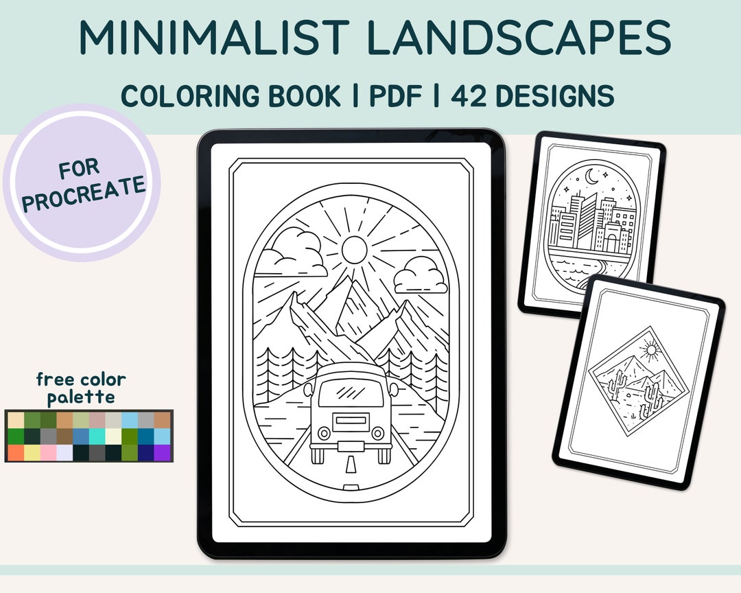 Simple Coloring Pages for Teens Minimalist Boho Landscape Coloring ...