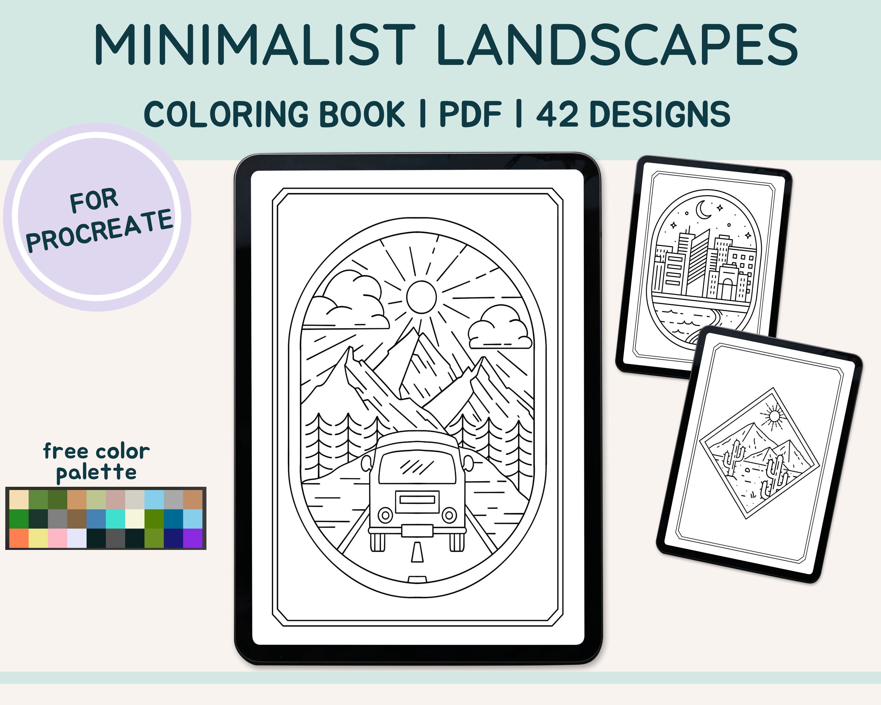 Simple Coloring Pages for Teens Minimalist Boho Landscape Coloring ...
