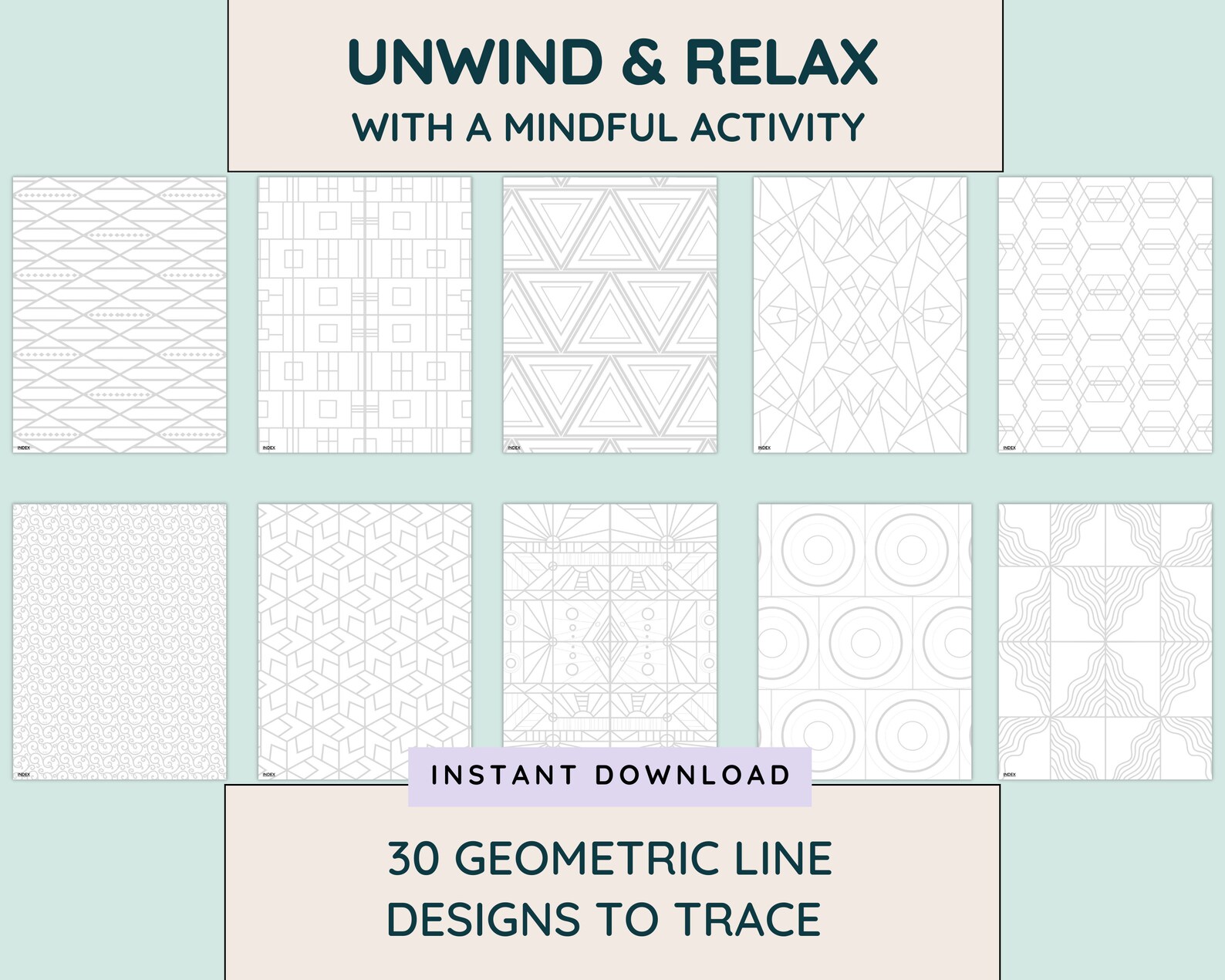 Mindful Tracing Activity Book Geometric Kindle Scribe Tracing Pages for ...