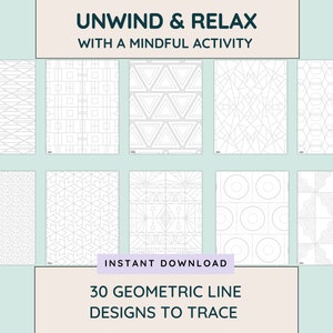 Mindful Tracing Activity Book Geometric Kindle Scribe Tracing Pages for ...