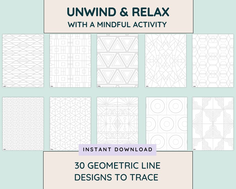 Mindful Tracing Activity Book Geometric Kindle Scribe Tracing Pages for ...