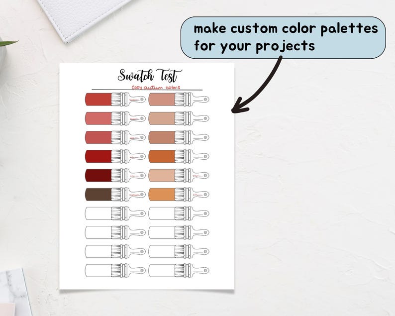 Paintbrush Color Swatch Chart Set (digital Download) - Etsy
