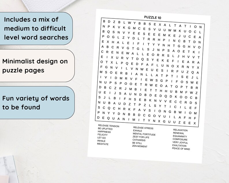 Joyful Mindset Word Search Puzzles: 30 Positive Affirmations (PDF) - Etsy