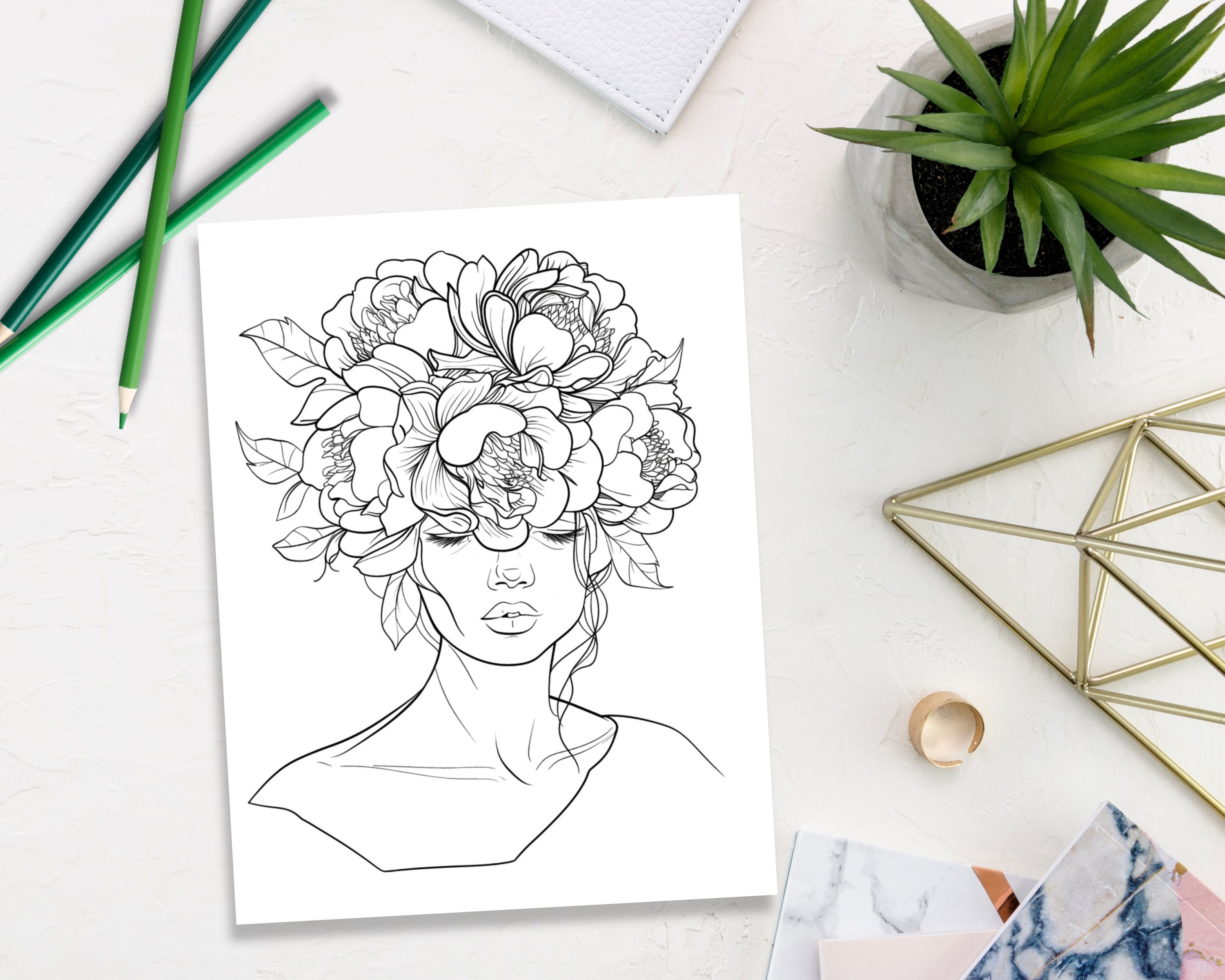 Minimalist Coloring Pages for Teens Chic Blooms Coloring Book ...