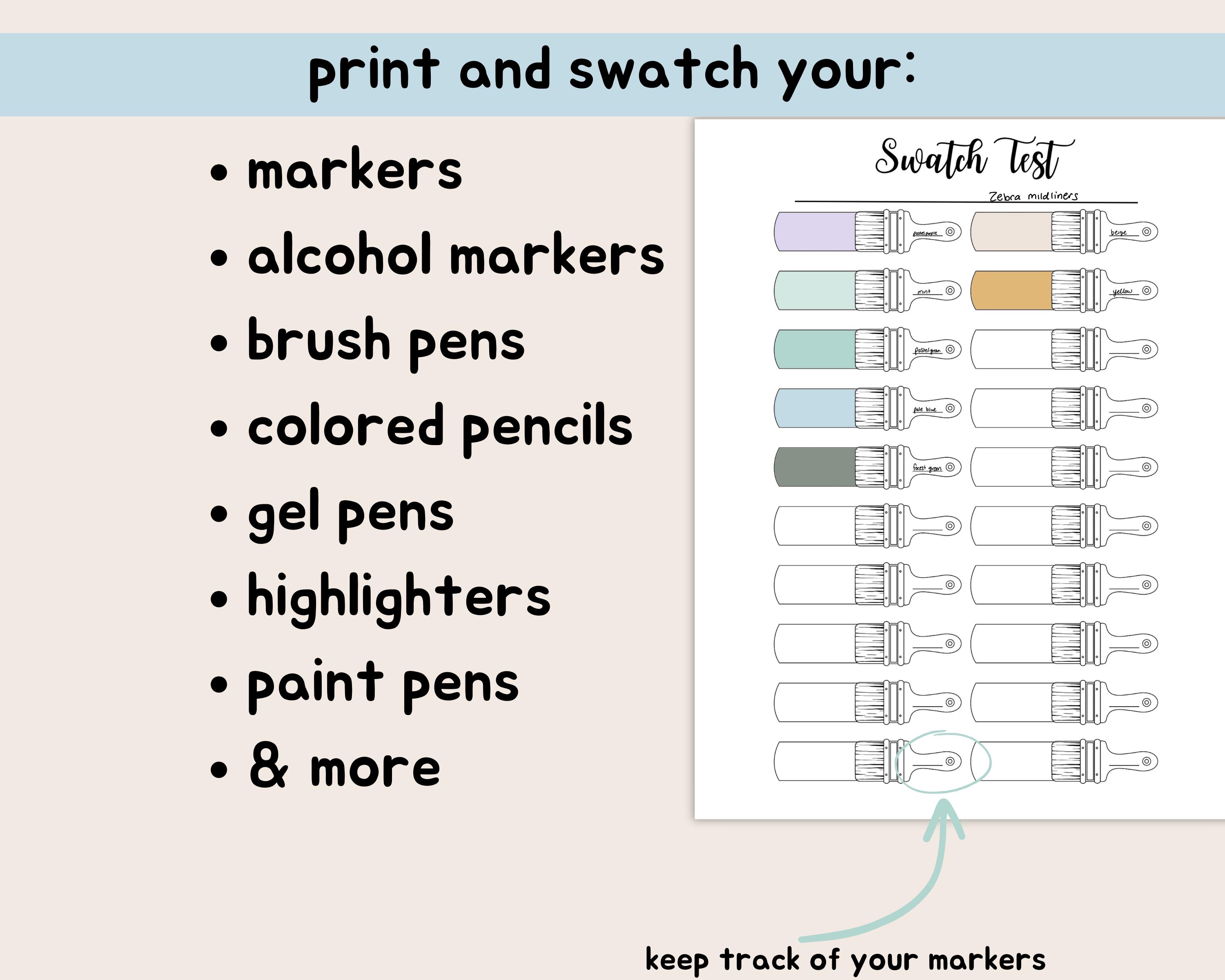 Alcohol Marker Swatch Sheet Printable - Printable