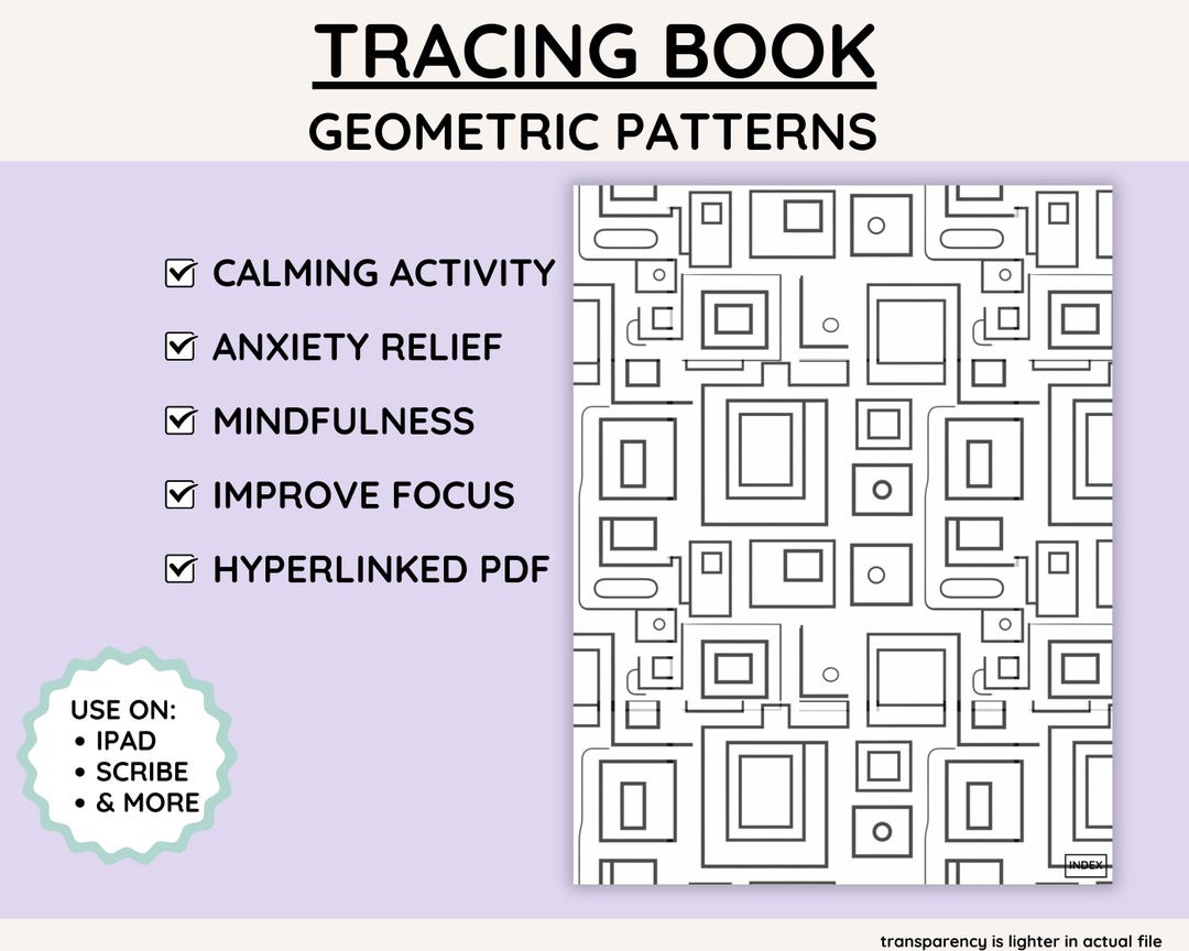 Geometric Patterns Tracing Book: Mindfulness & Relaxation (hyperlinked ...