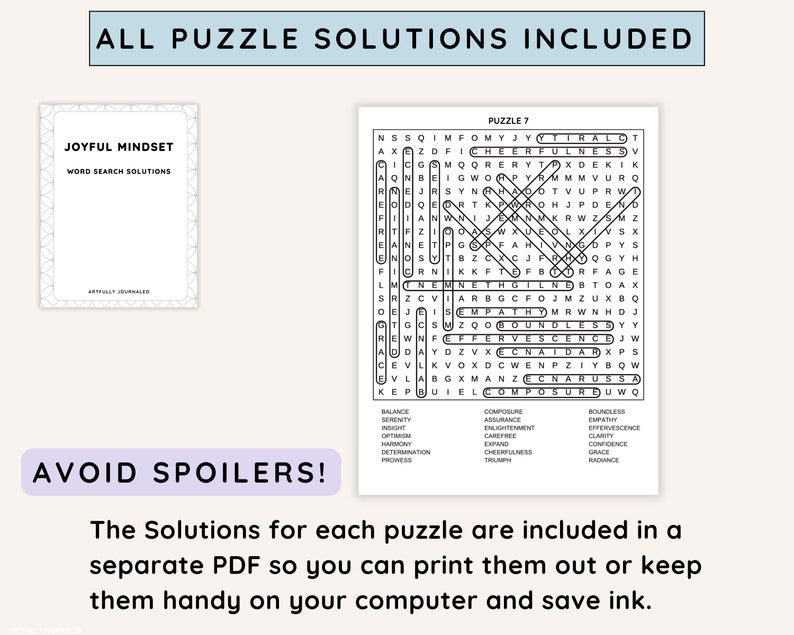 Joyful Mindset Word Search Puzzles: 30 Positive Affirmations (PDF) - Etsy
