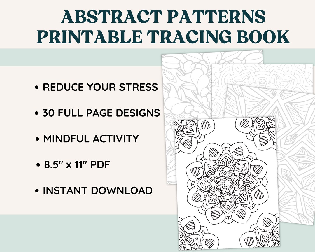 Mindfulness Tracing Workbook: Calming Abstract Patterns (PDF) - Etsy
