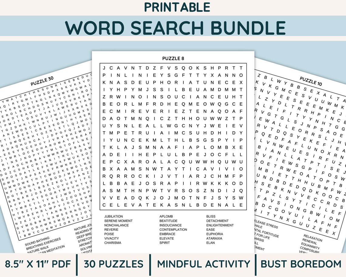 Joyful Mindset Word Search Puzzles: 30 Positive Affirmations (PDF) - Etsy