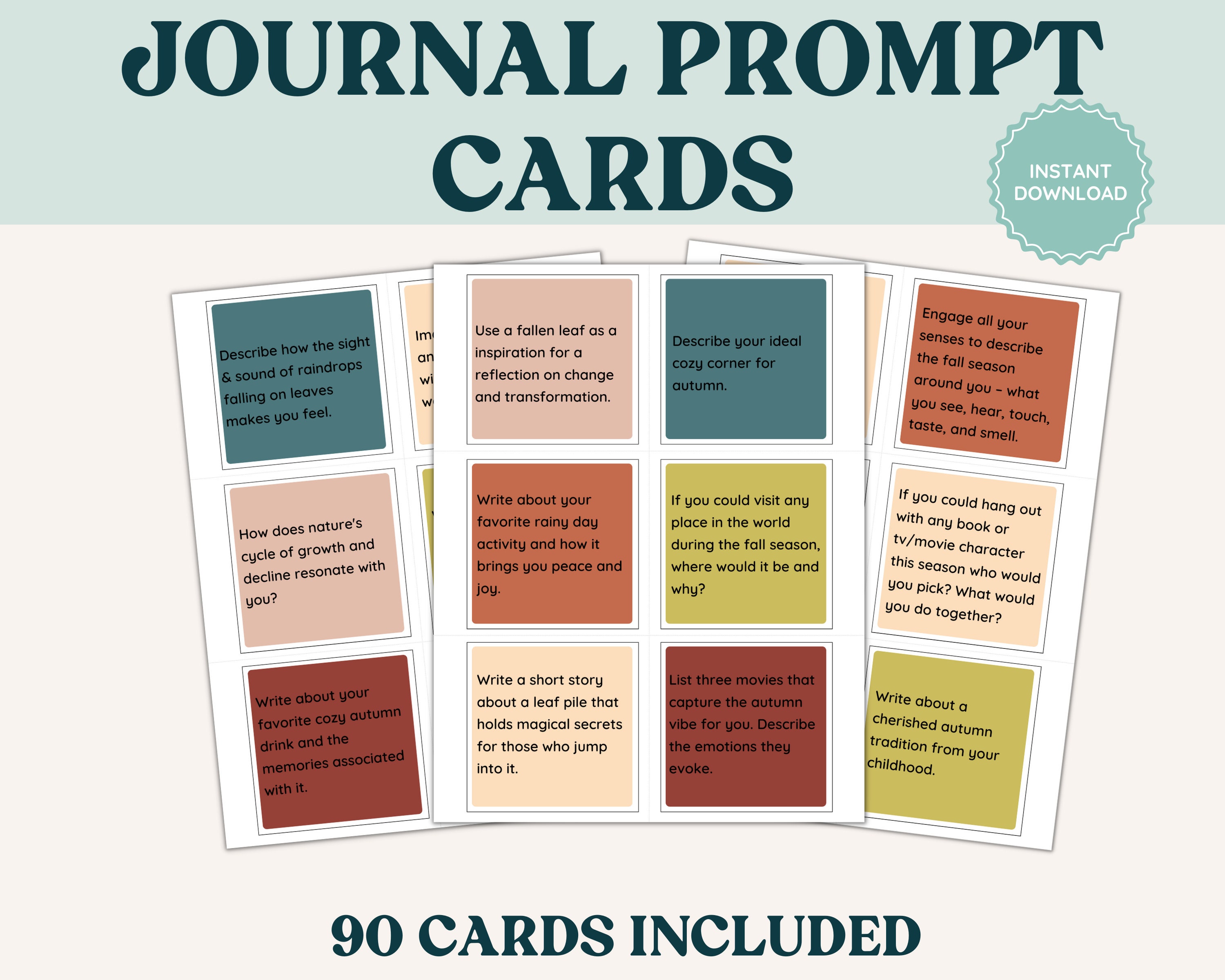 Journaling Prompt Cards Printable, Journal Prompt Cards, Self Love ...