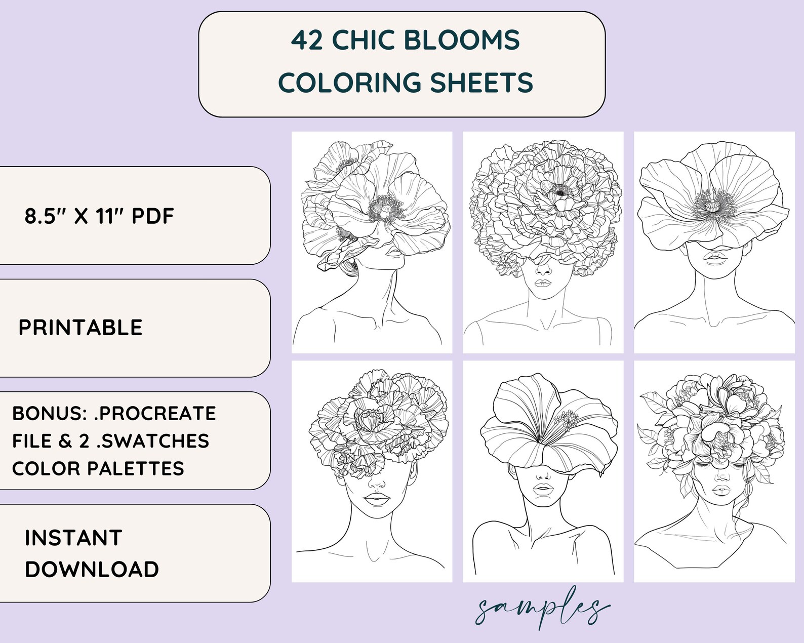 Minimalist Coloring Pages for Teens Chic Blooms Coloring Book ...