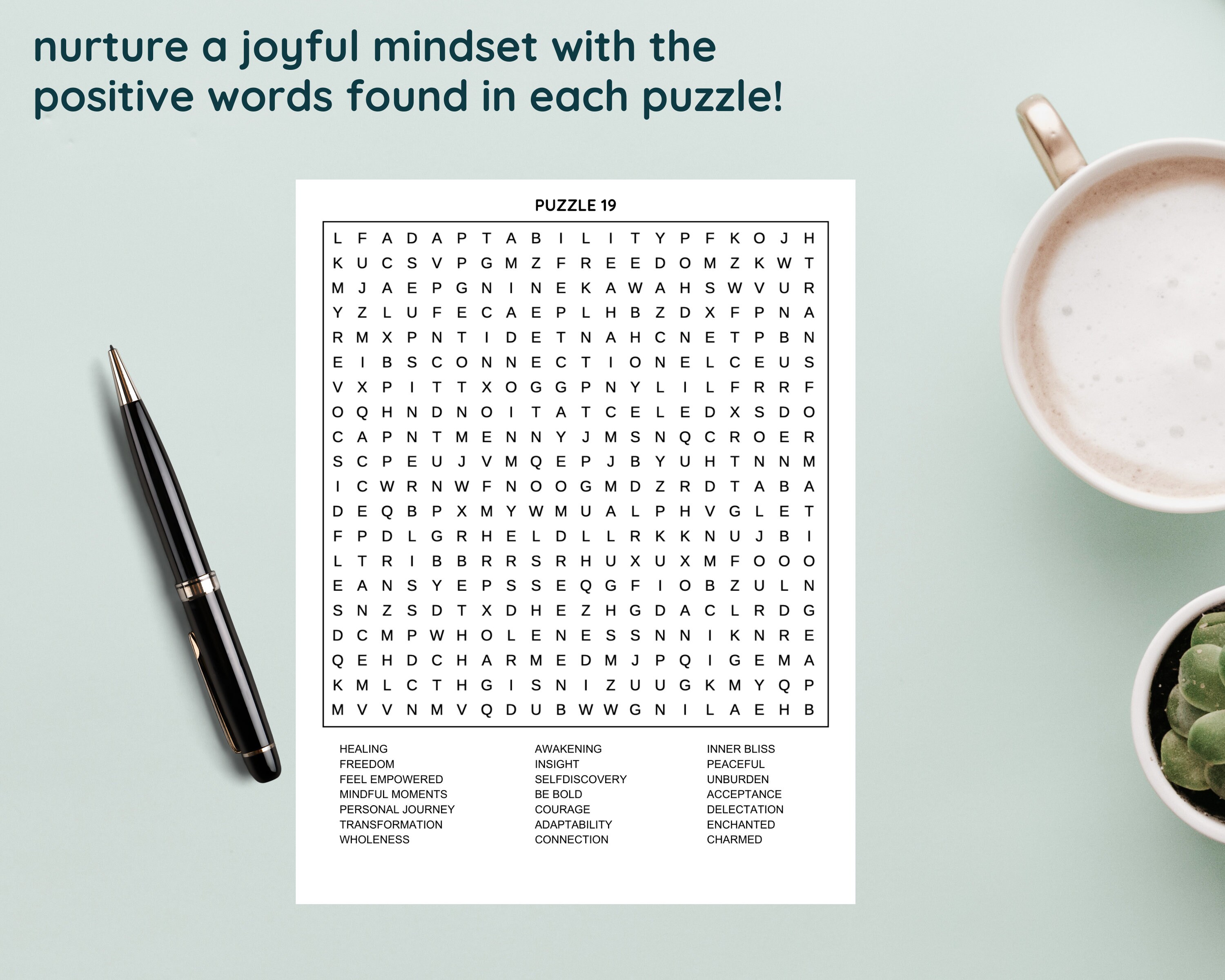 Joyful Mindset Word Search Puzzles: 30 Positive Affirmations (PDF) - Etsy