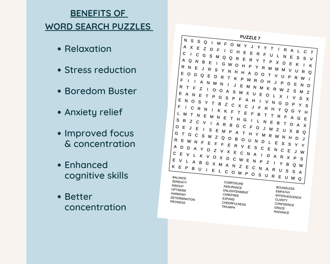 Joyful Mindset Word Search Puzzles: 30 Positive Affirmations (PDF) - Etsy
