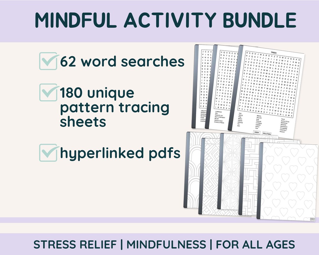 Tracing and Puzzle Bundle, Mindful Games and Puzzles for Anxiety Relief ...
