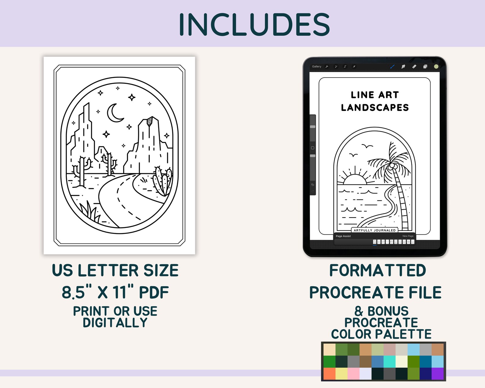 Simple Coloring Pages for Teens Minimalist Boho Landscape Coloring ...