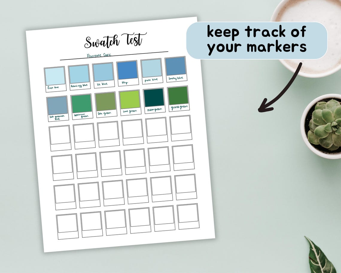Photo Square Marker Swatch Chart: Color Test Template (PDF) - Etsy