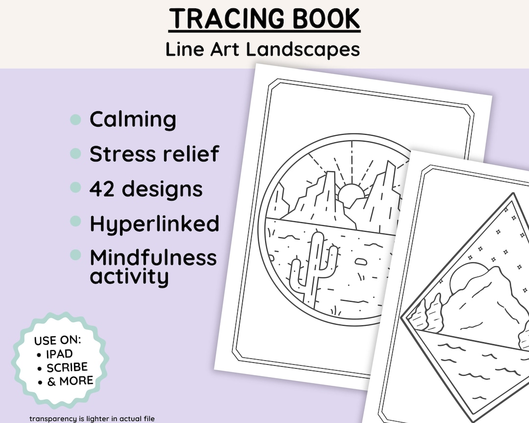 Mindfulness Tracing Book: Line Art Landscapes for Stress Relief (PDF ...
