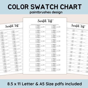 Paintbrush Color Swatch Chart Set (digital Download) - Etsy