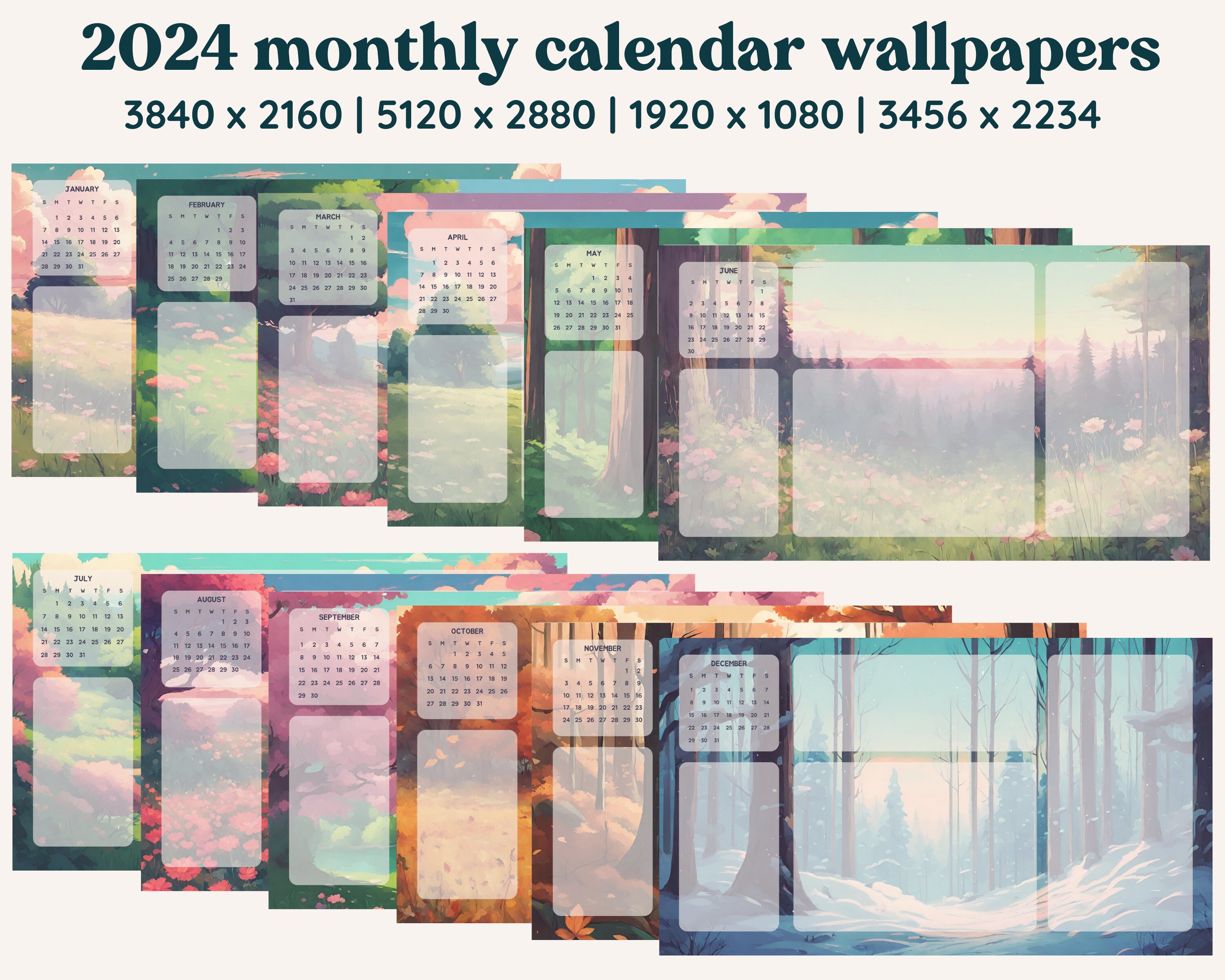 Meadow Wallpaper Lofi, 2024 Monthly Desktop Wallpaper, Computer Desktop ...