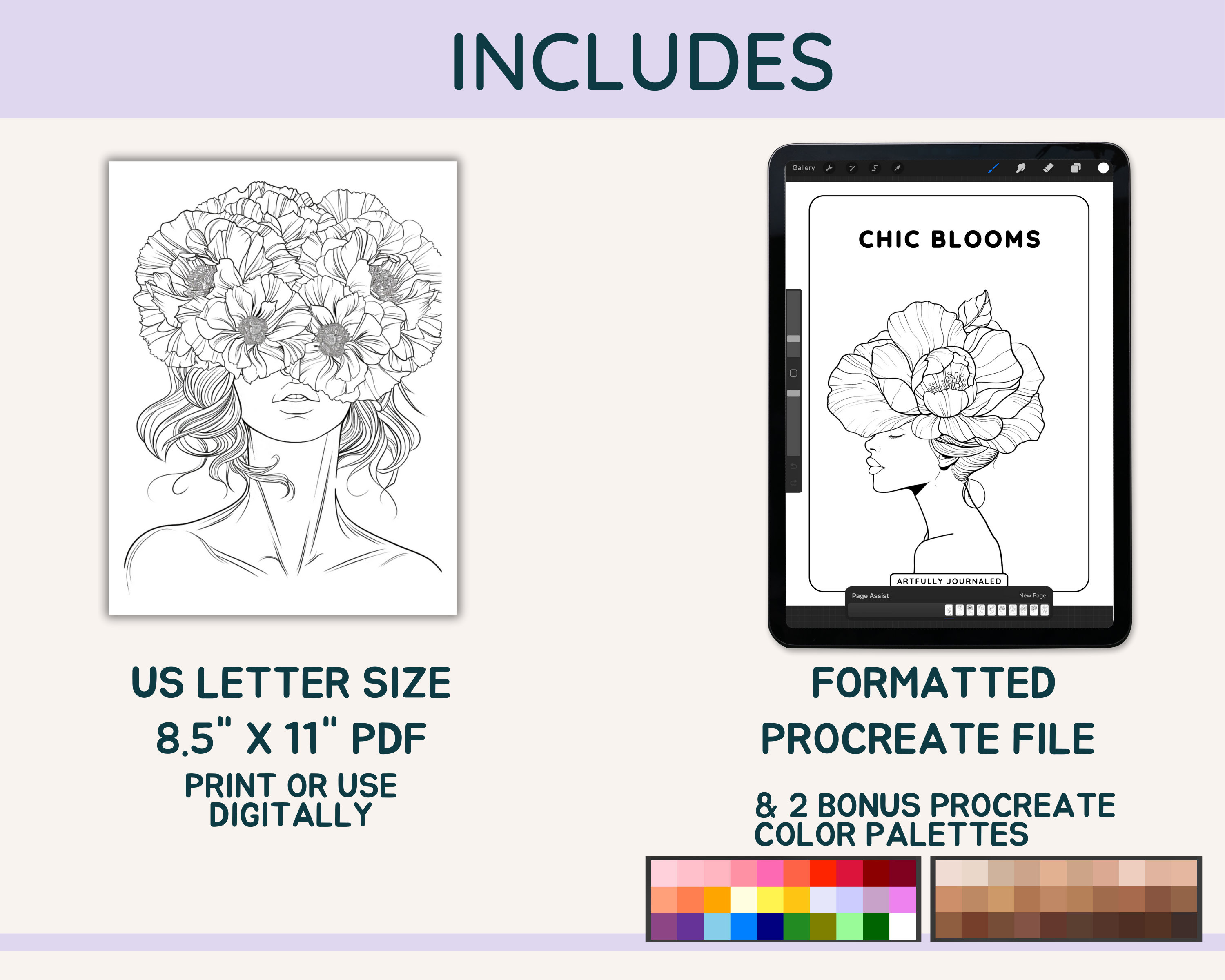 Minimalist Coloring Pages for Teens Chic Blooms Coloring Book ...