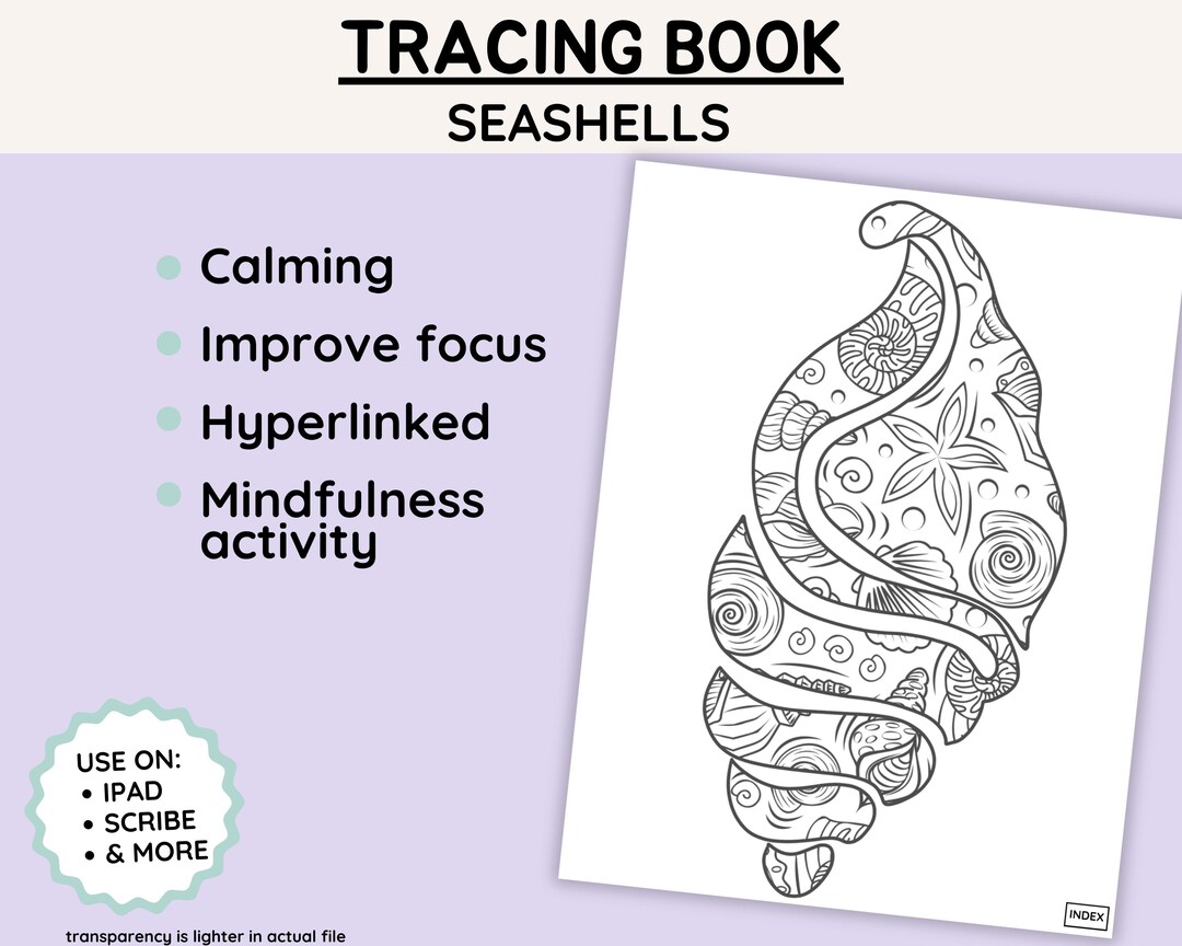 Seashells Tracing Book: Mindful Activity for Ipad, Kindle, Remarkable ...
