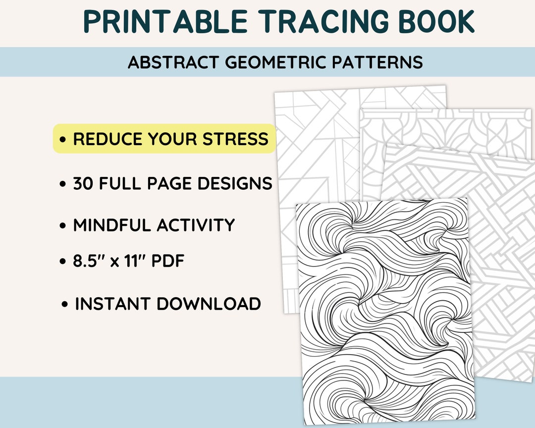 Mindful Tracing Page, Printable Calming Art Exercises, Abstract Pattern ...
