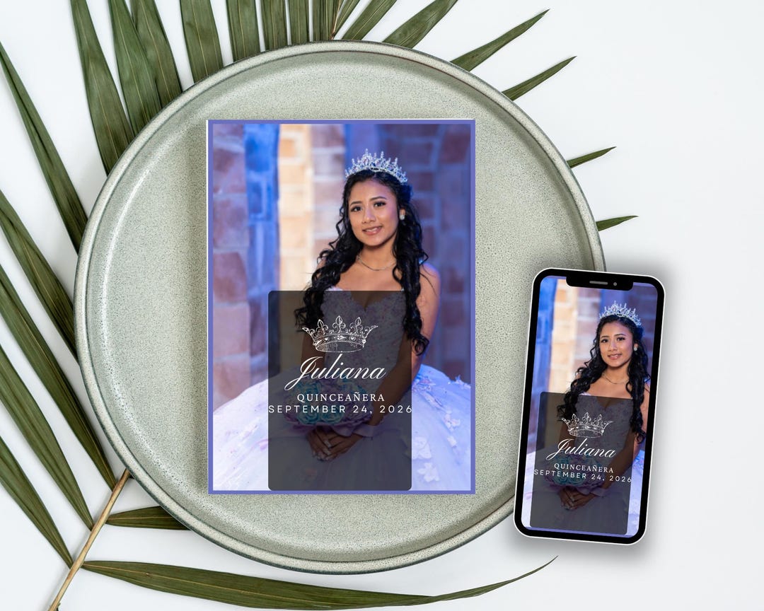 Frame Photo Quinceanera Invitation Card Digital Download Quince ...