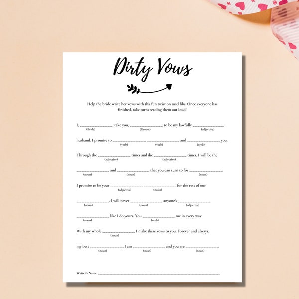 Wedding Vow Mad Libs - Etsy