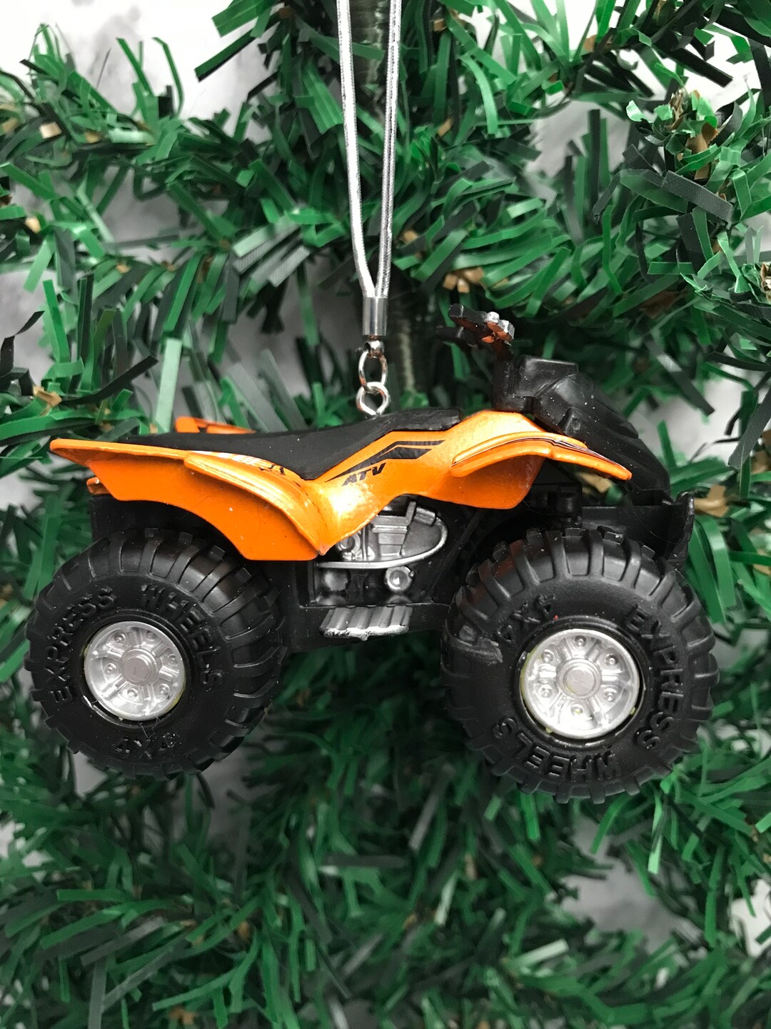 ATV Orange 4 Wheeler - Christmas Tree Ornament W/ Silver Rims - Etsy