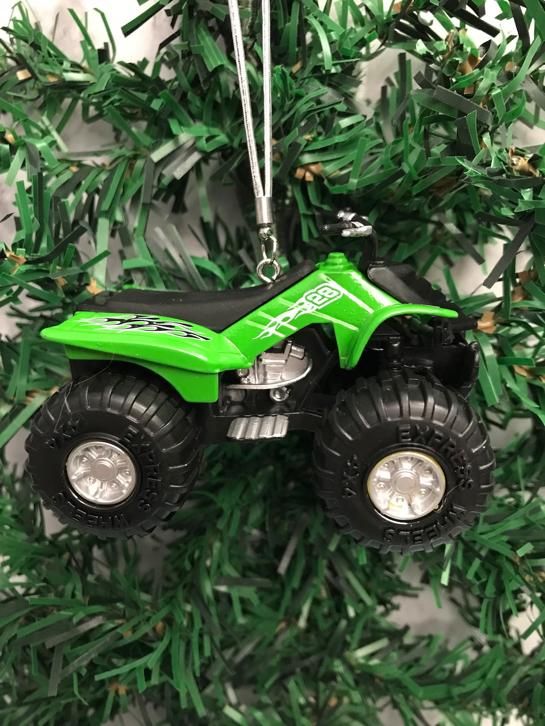 ATV Green 4 Wheeler Christmas Tree Ornament Silver Rims - Etsy