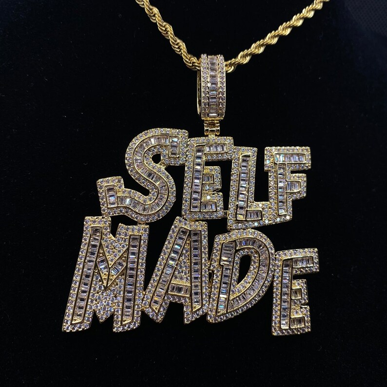 Self Made Super Font Iced Out Letter Pendant | Etsy