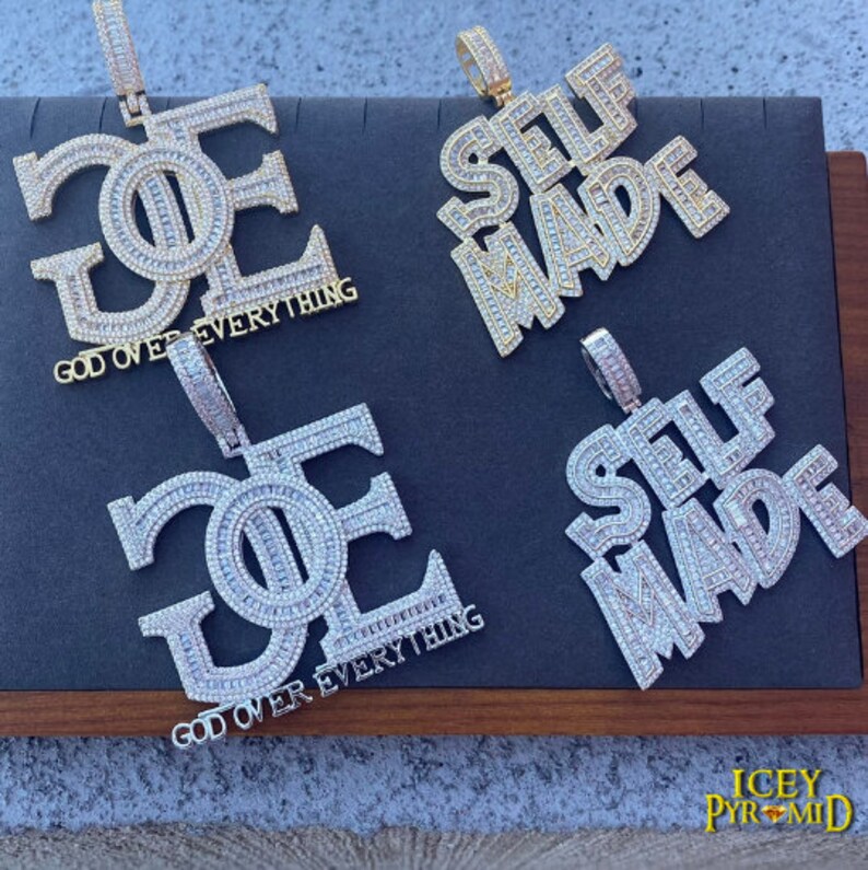 Self Made Super Font Iced Out Letter Pendant - Etsy