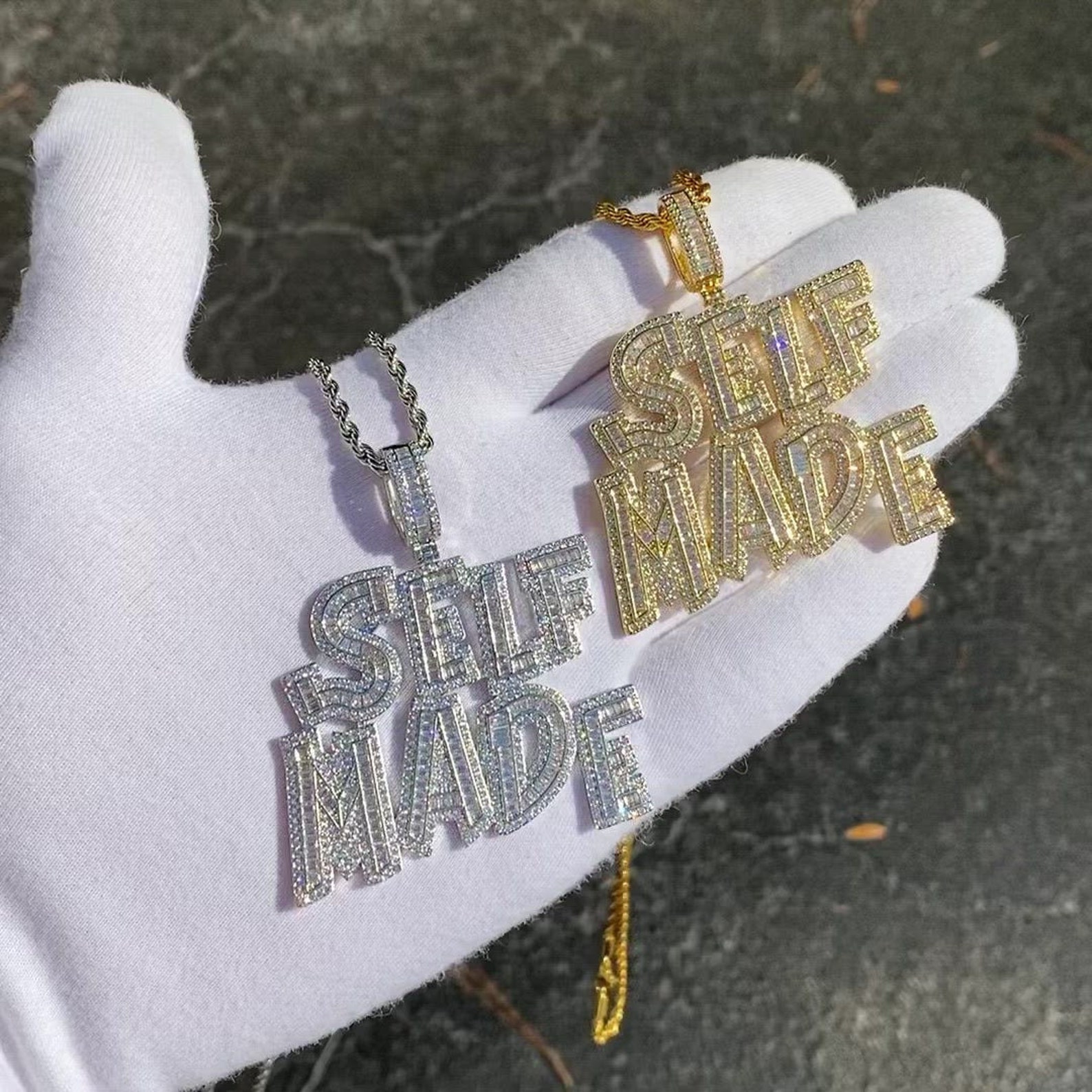 Self Made Super Font Iced Out Letter Pendant | Etsy