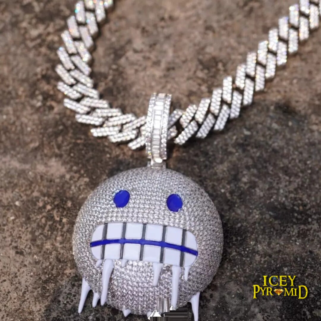 Blue Eyed Drippy Mouth Iceman Iced Out Pendant Jewelry Hip - Etsy