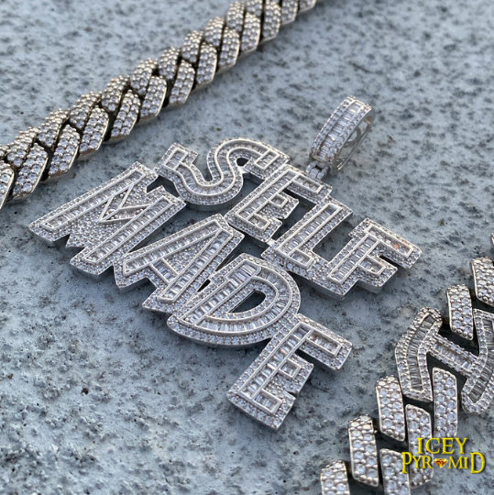 Self Made Super Font Iced Out Letter Pendant - Etsy