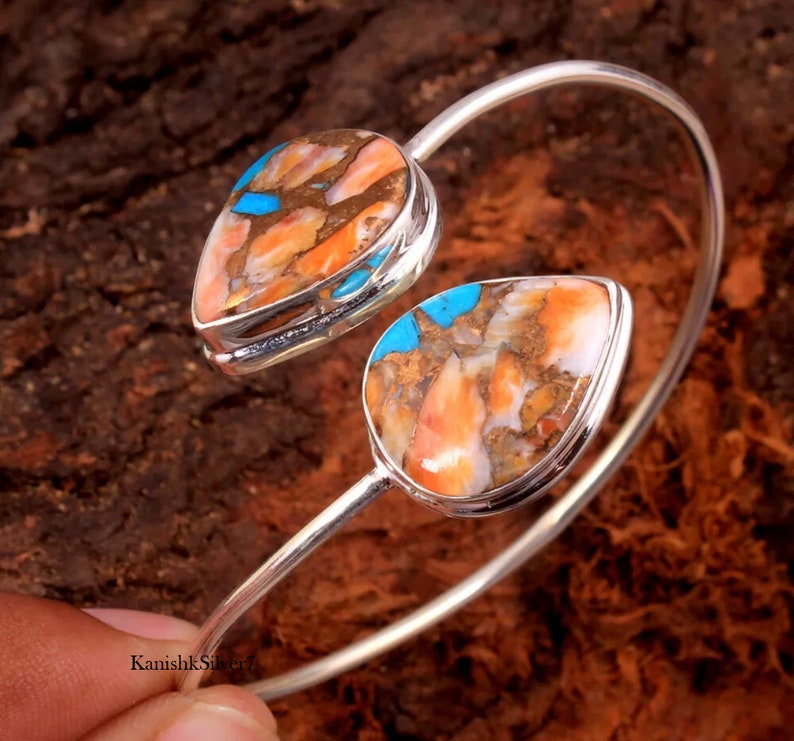 Oyster Turquoise Bangle Gemstone Bangle Handmade Bangle 925 - Etsy