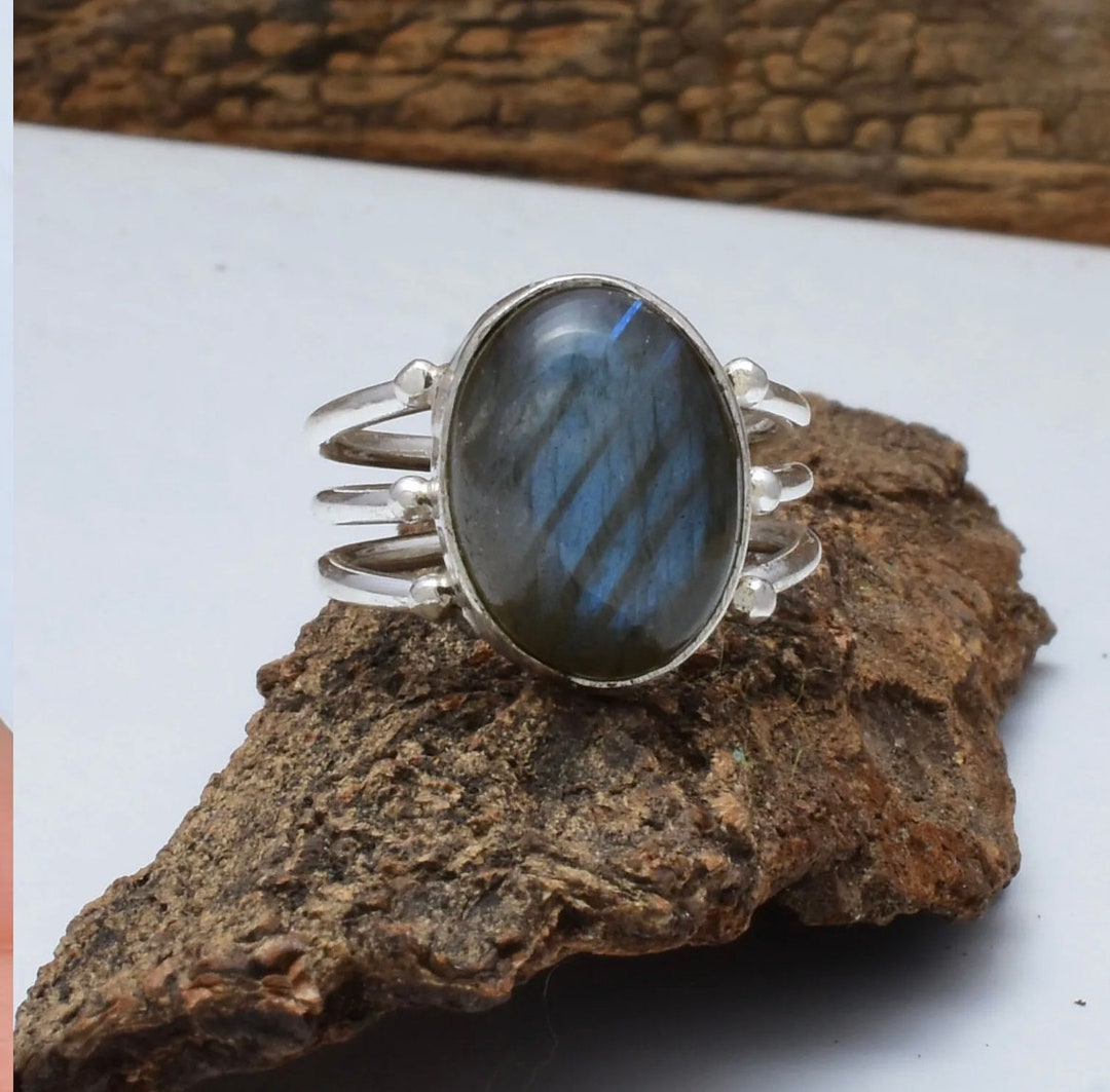 Labradorite Gemstone, Sterling Silver Ring, Bohemian Ring, Handmade ...
