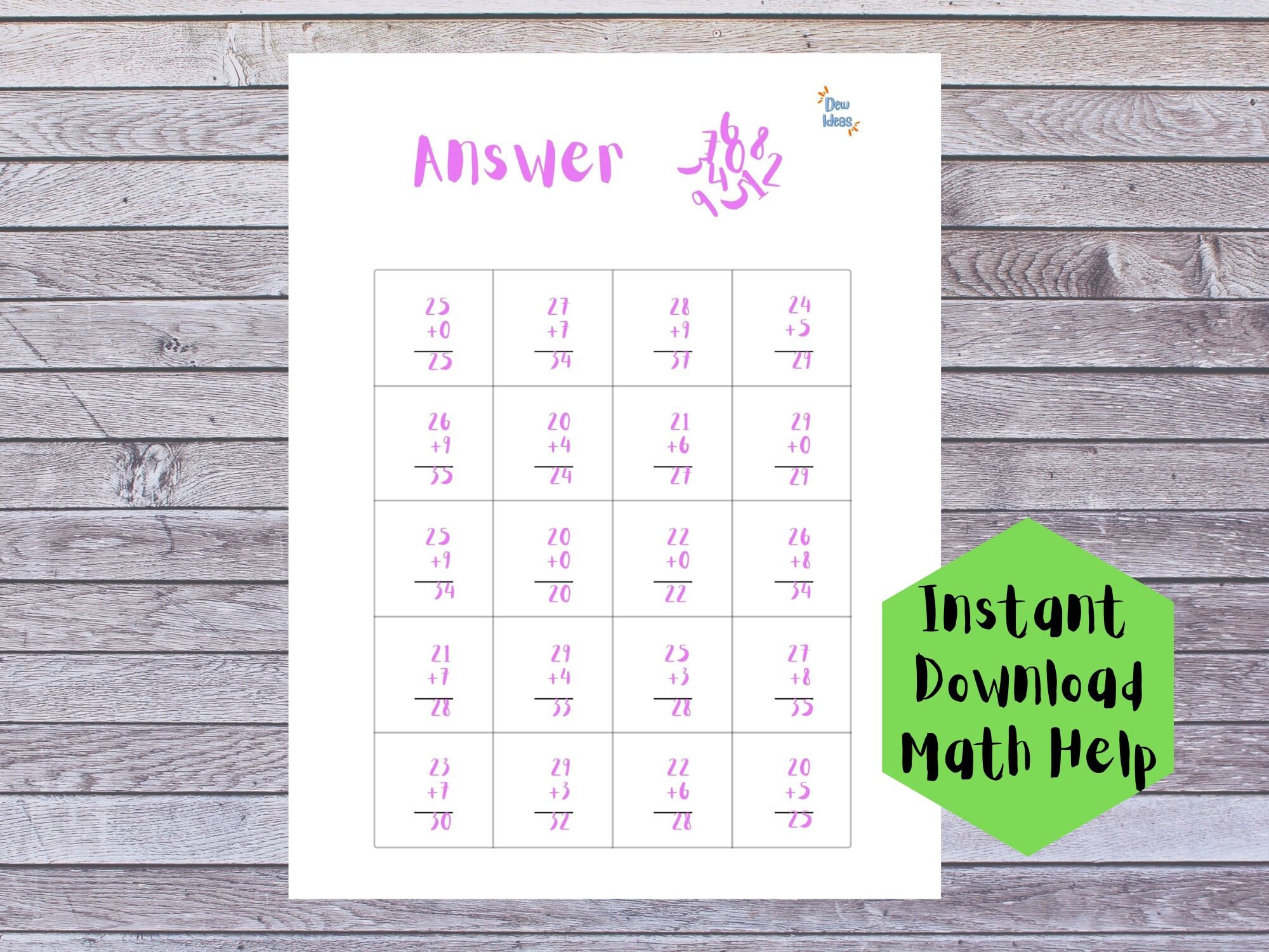 Single Digits 20-29 Adding With Answers Classroom Adding Adding Tutor ...