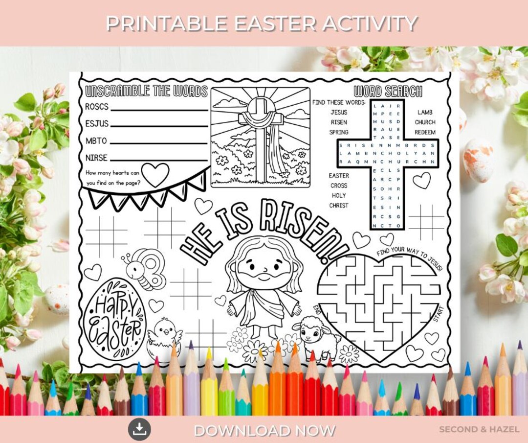 Printable Easter Activity, Bible Activity Placemat, Coloring Craft ...